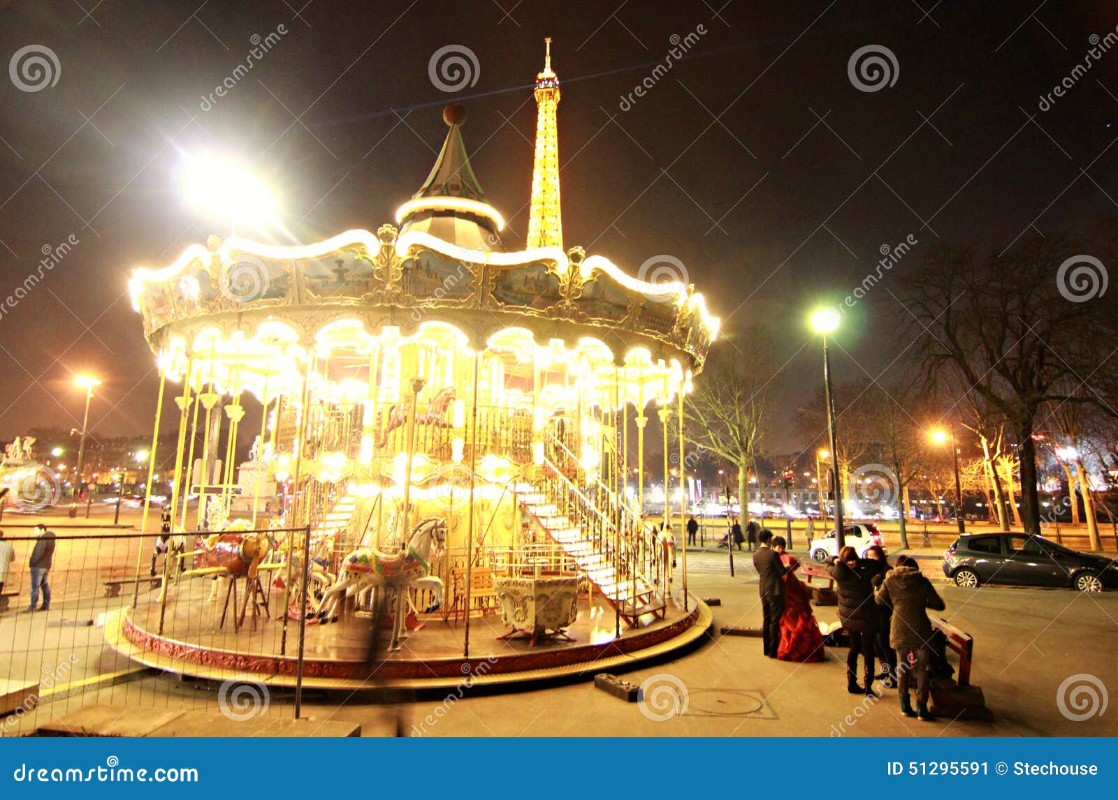 Carousel in Front of the Eiffel Tower, Paris Stock Image - Image of ...