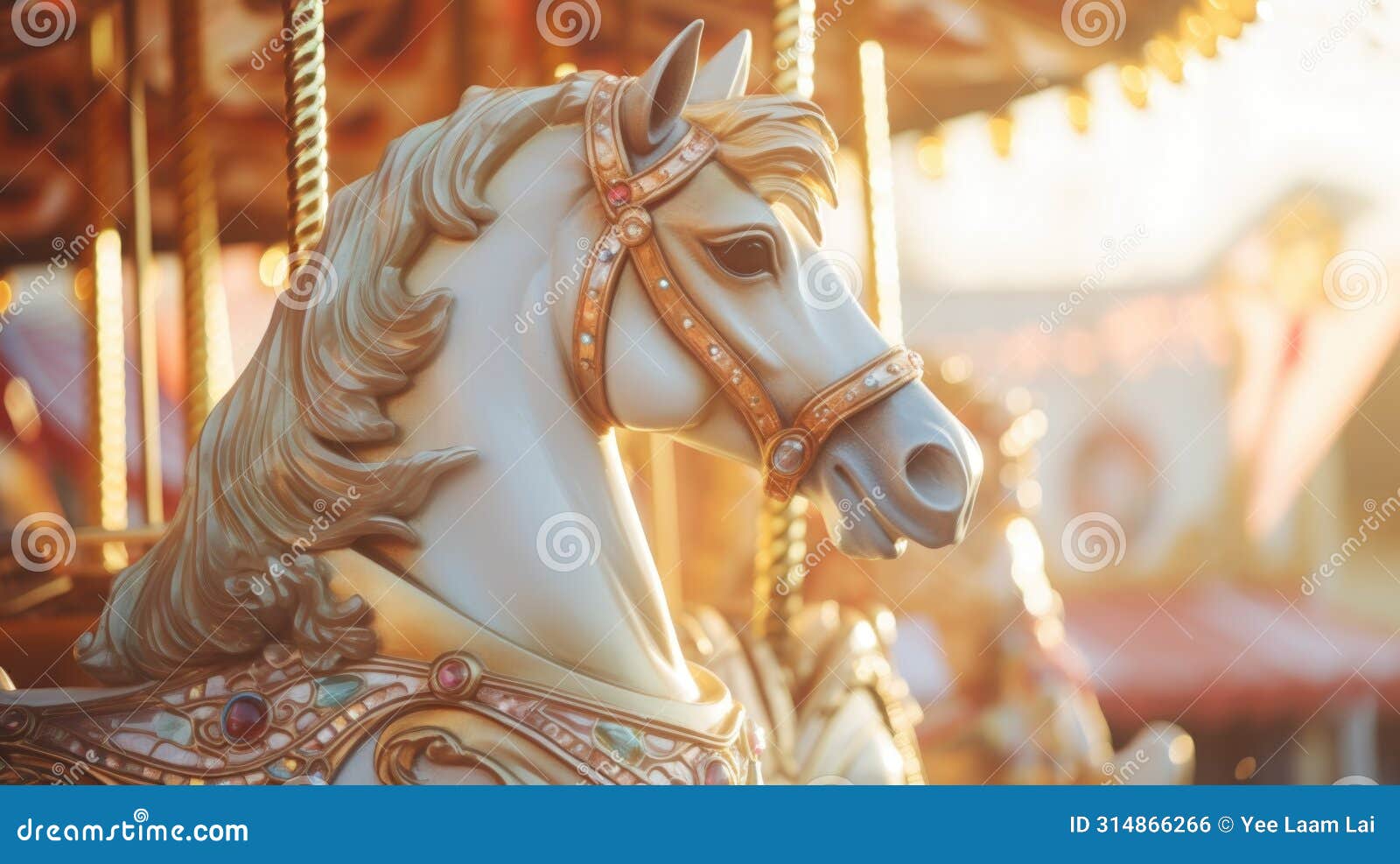 Carousel Horse in Amusement Park Carnival, Ai Stock Illustration ...