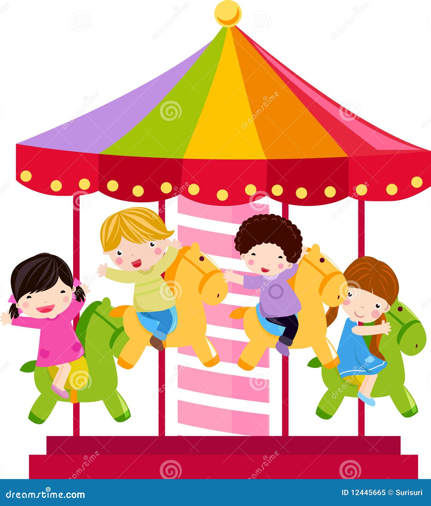 Carousel Horse and Children Stock Vector - Illustration of children ...