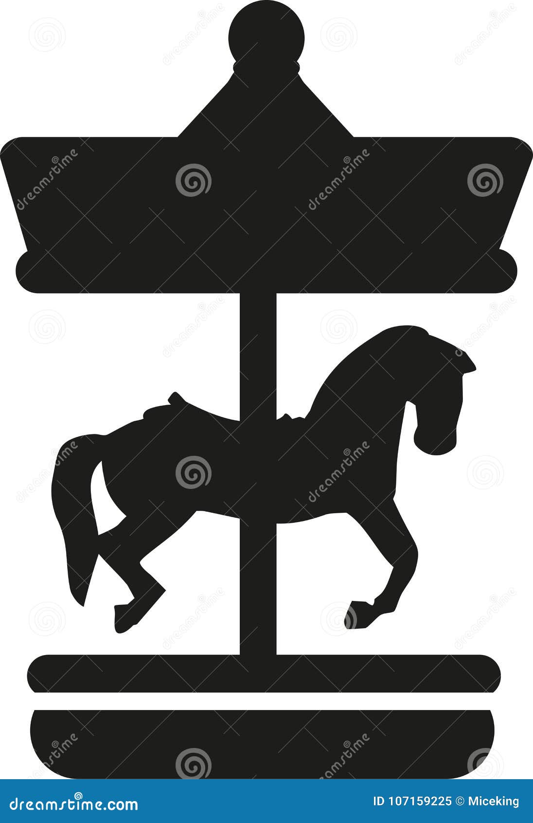 Carousel with horse icon stock vector. Illustration of vector - 107159225