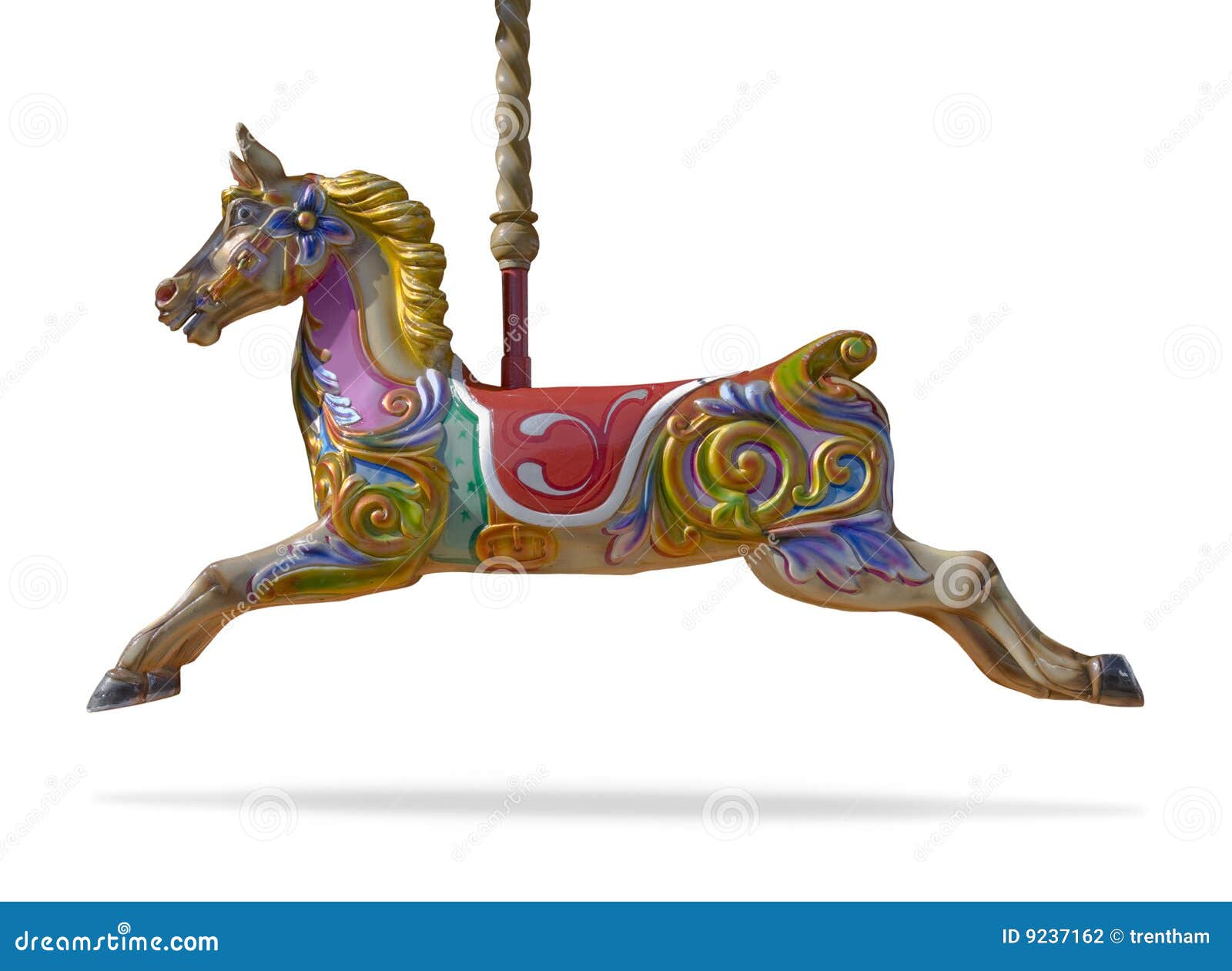 Carousel Horse Isolated on White Background Stock Photo - Image of ...