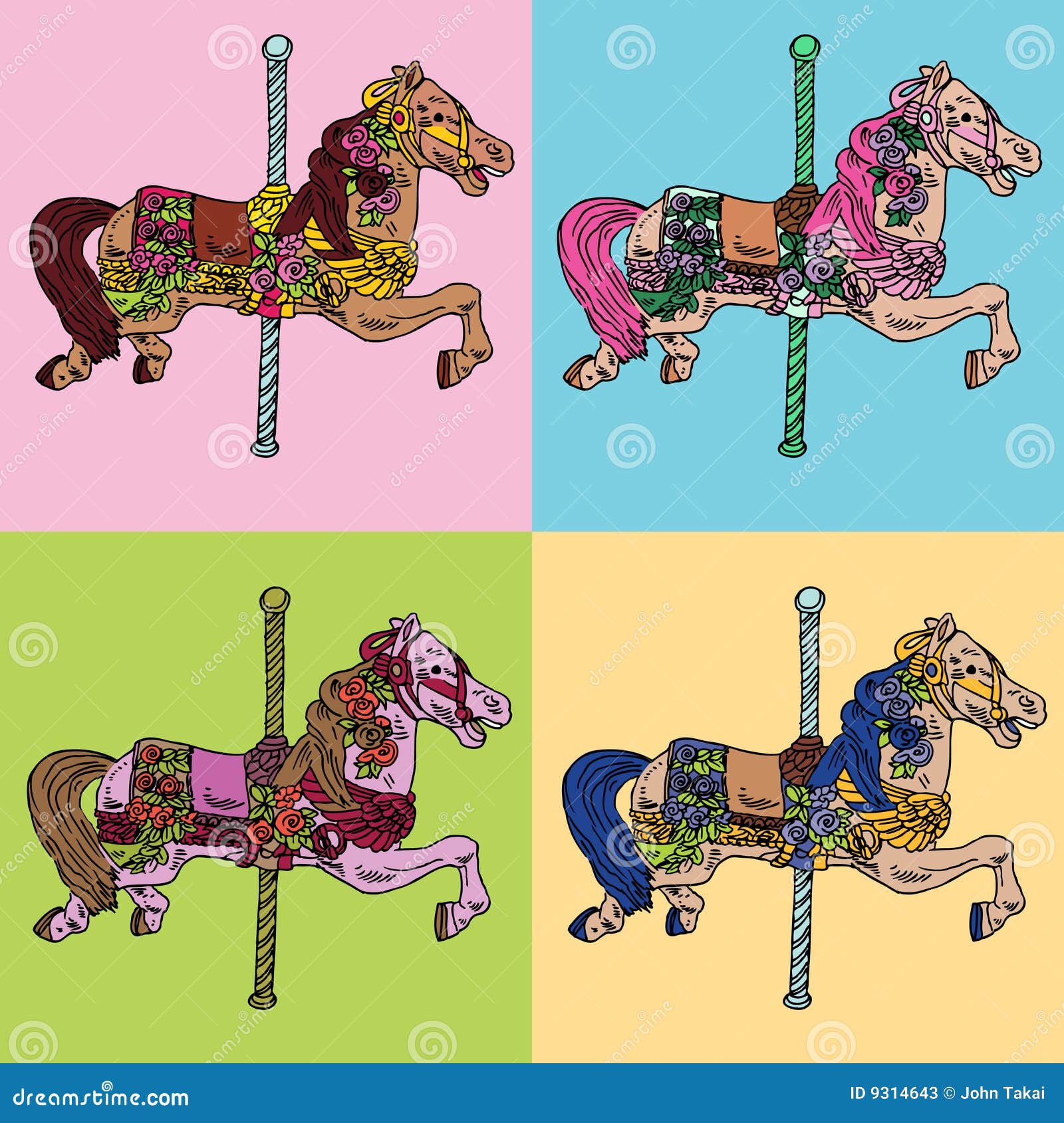 The Carousel With Horse Riding Attraction Royalty-Free Stock Image ...