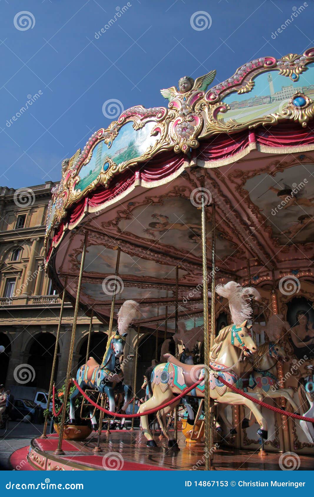 Carousel Horses On Traditional Fun Fair Ride Stock Photo ...