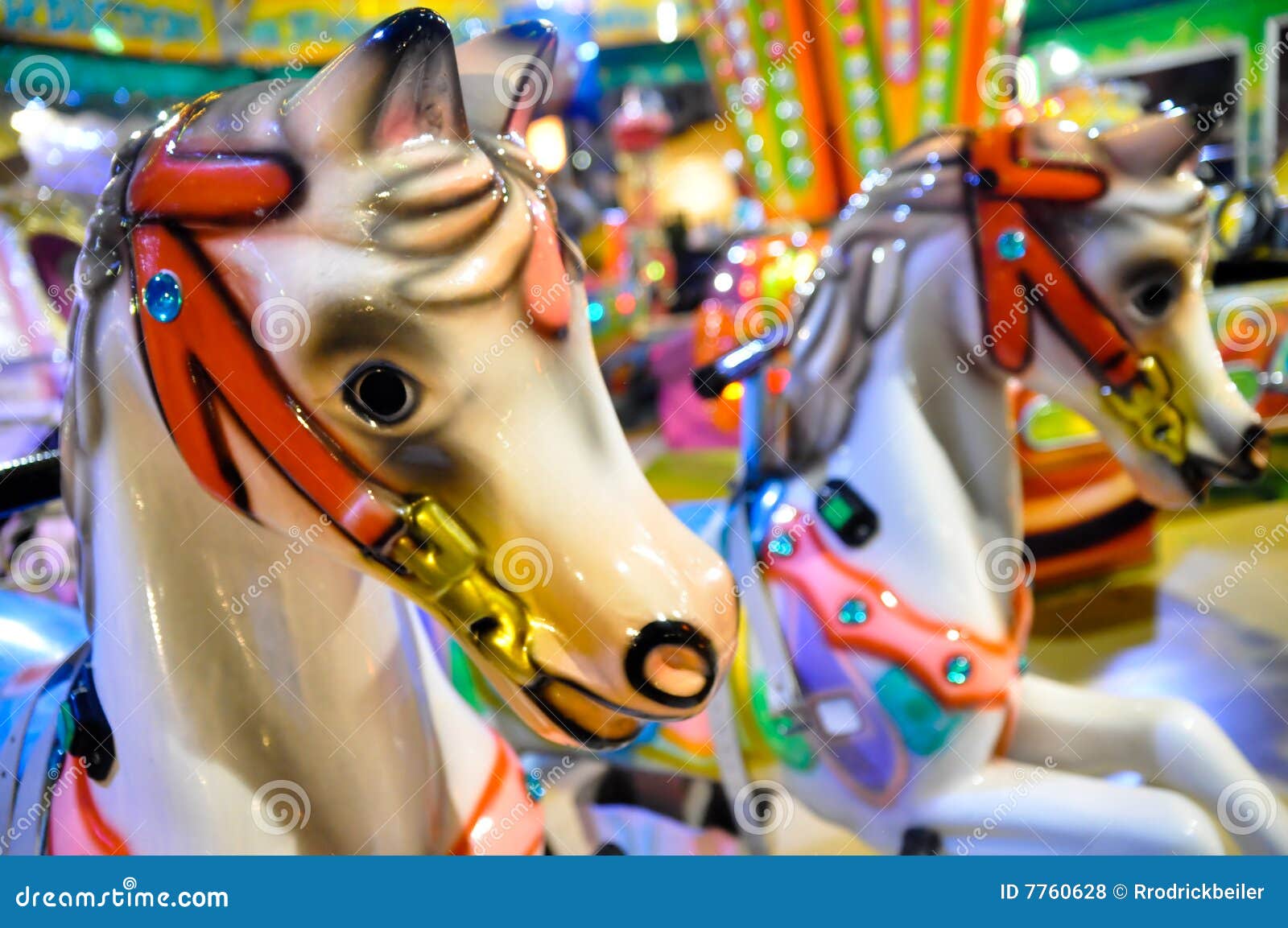Carousel Horses On Traditional Fun Fair Ride Stock Photo ...