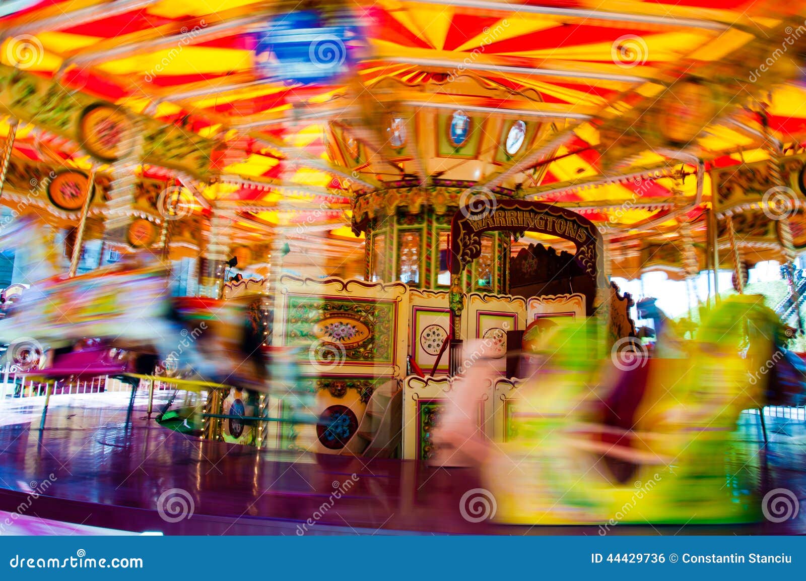 Horses On A Carnival Merry Go Round. Old French Carousel In A Holiday ...