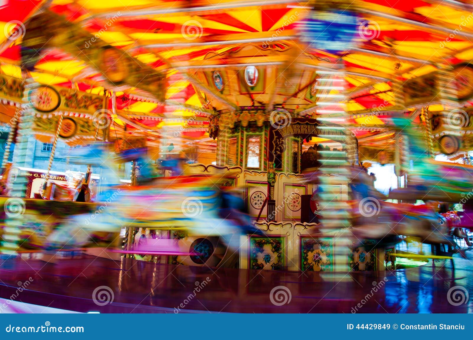 Horses On A Carnival Merry Go Round. Old French Carousel In A Holiday ...