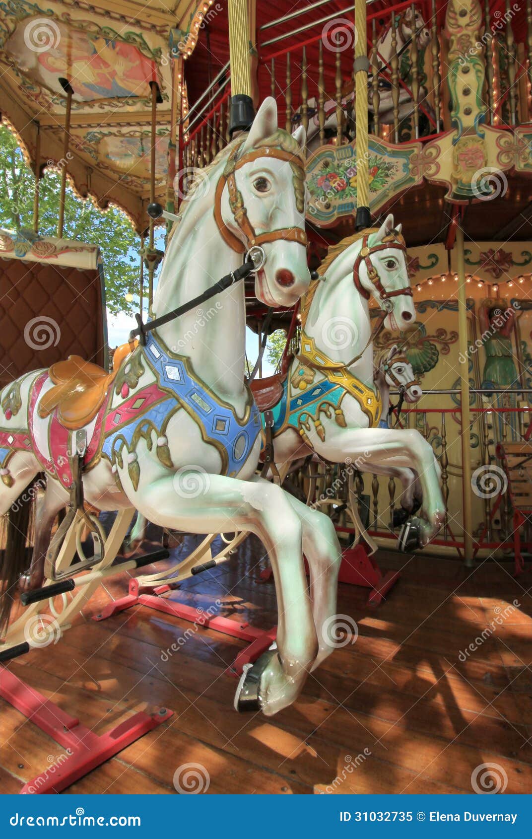 Carousel with horses stock image. Image of park, carnival - 31032735