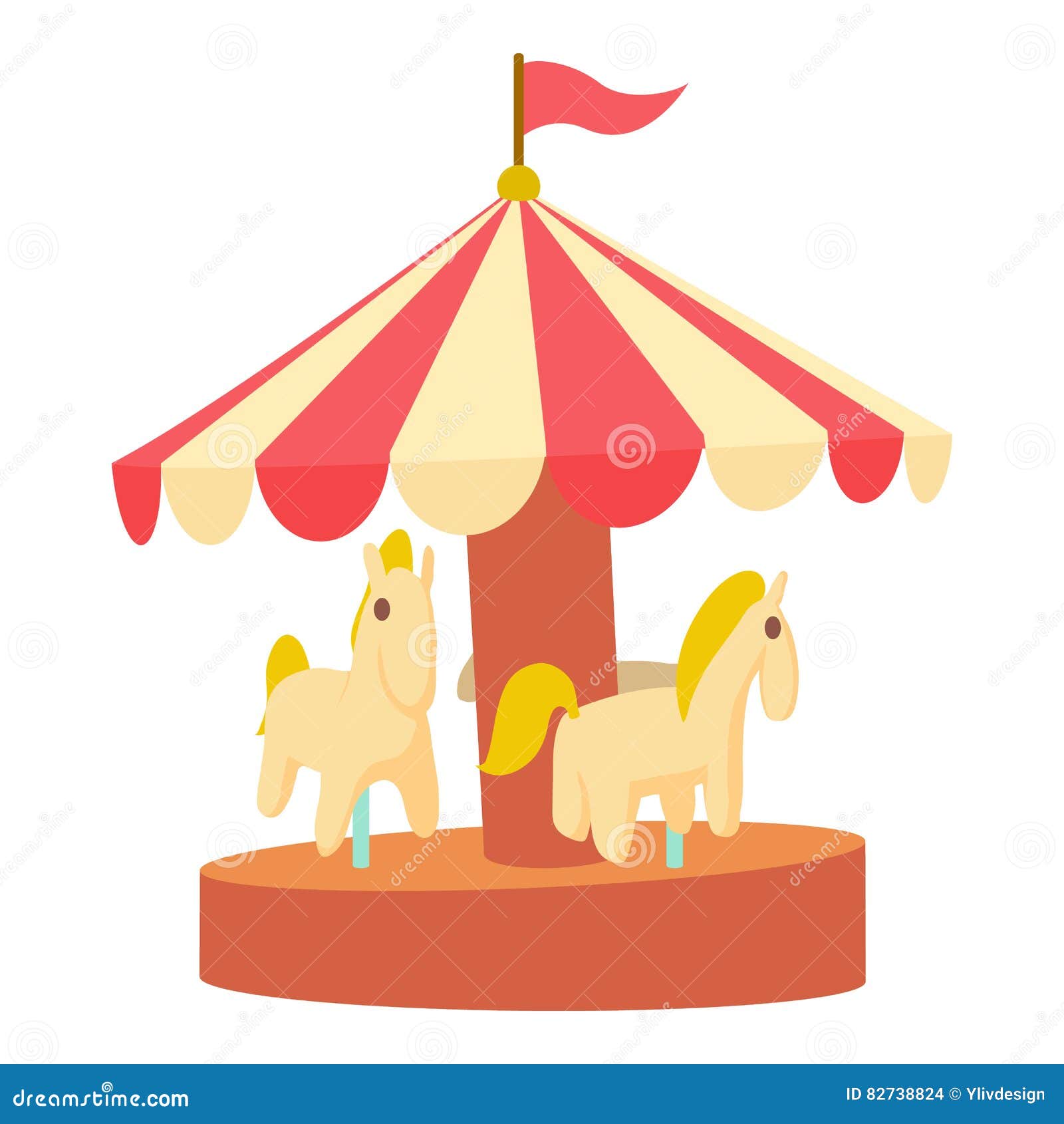 Carousel with Horses Icon, Cartoon Style Stock Vector - Illustration of ...