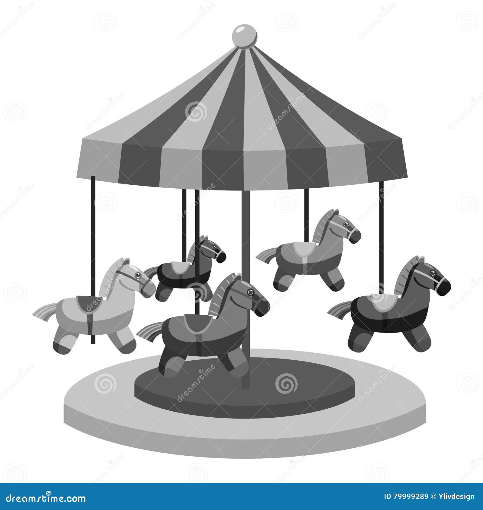 Carousel with Horses Icon, Gray Monochrome Style Stock Vector ...