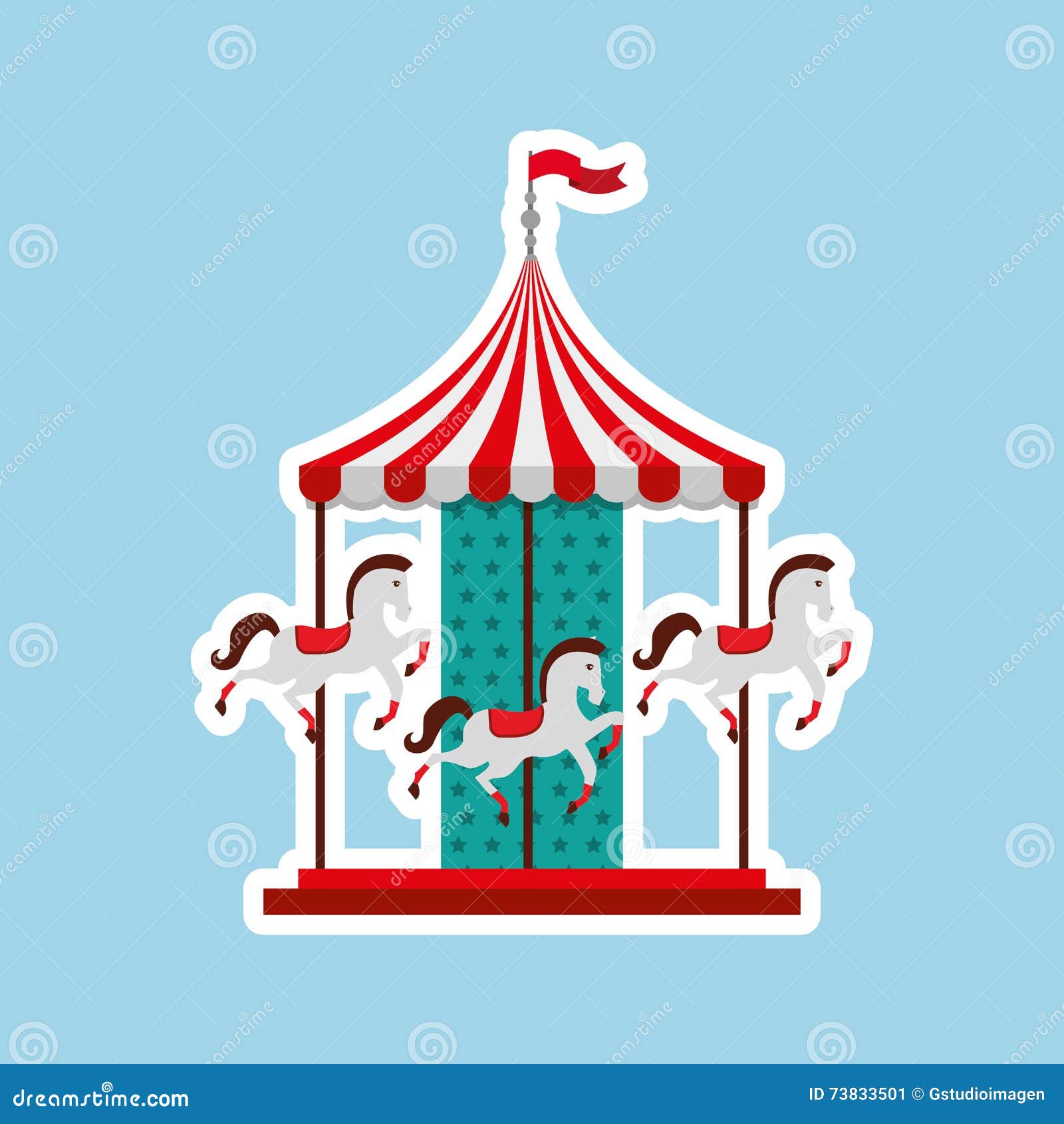 Carousel Horses Isolated Icon Design Stock Illustration - Illustration ...
