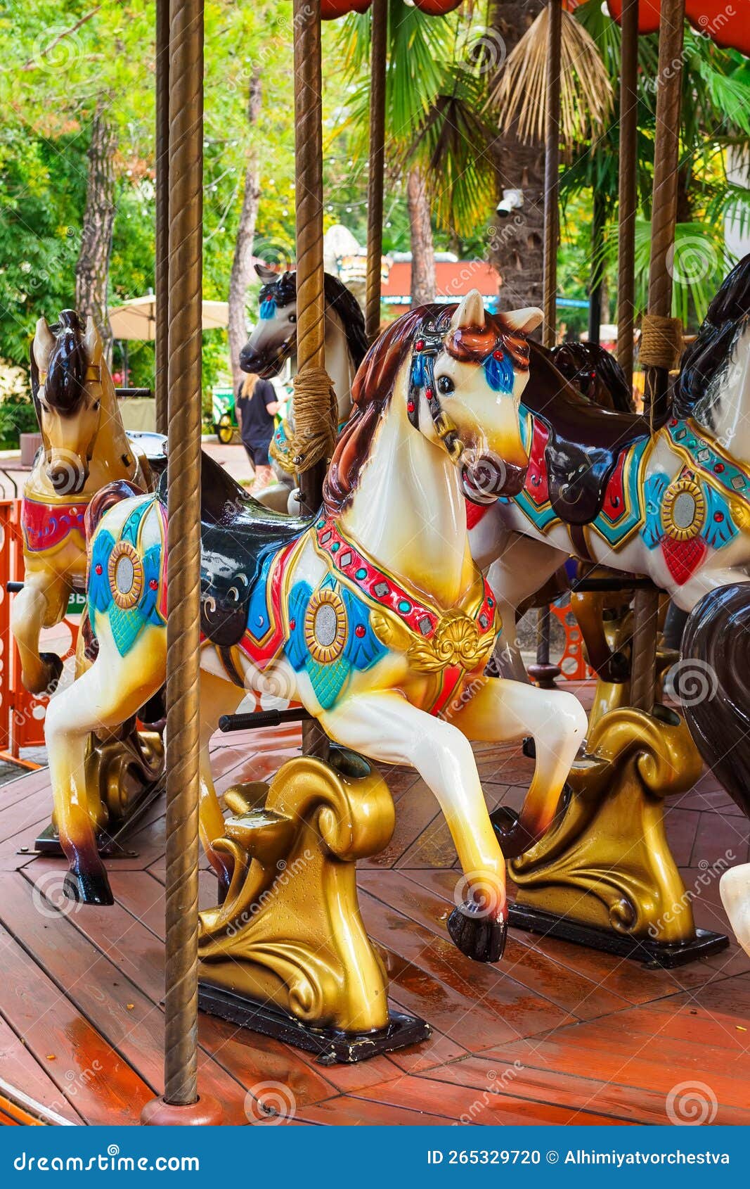 Carousel with Horses in the Park Stock Photo - Image of circus, happy ...