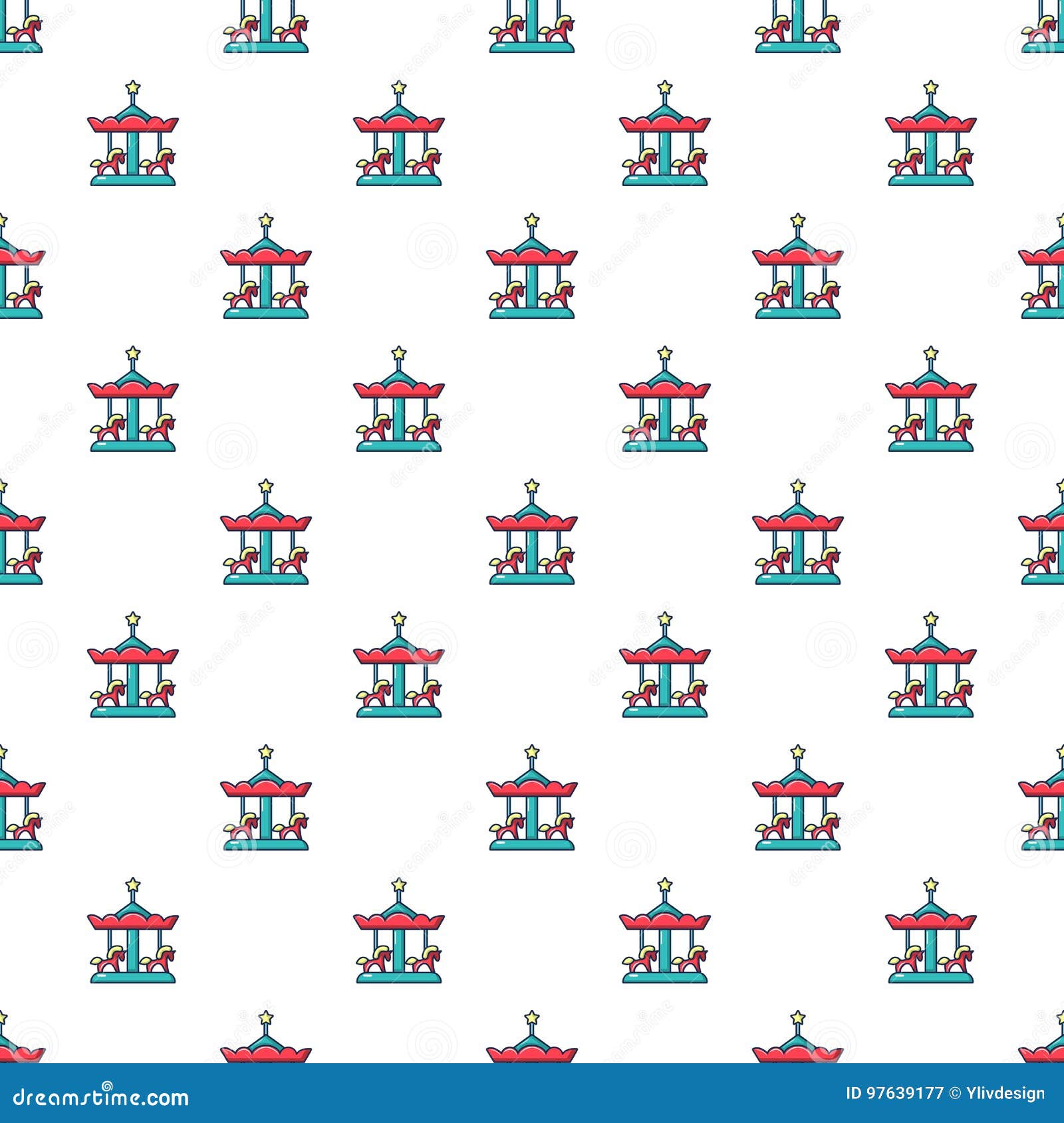 Carousel with Horses Pattern Seamless Stock Vector - Illustration of ...