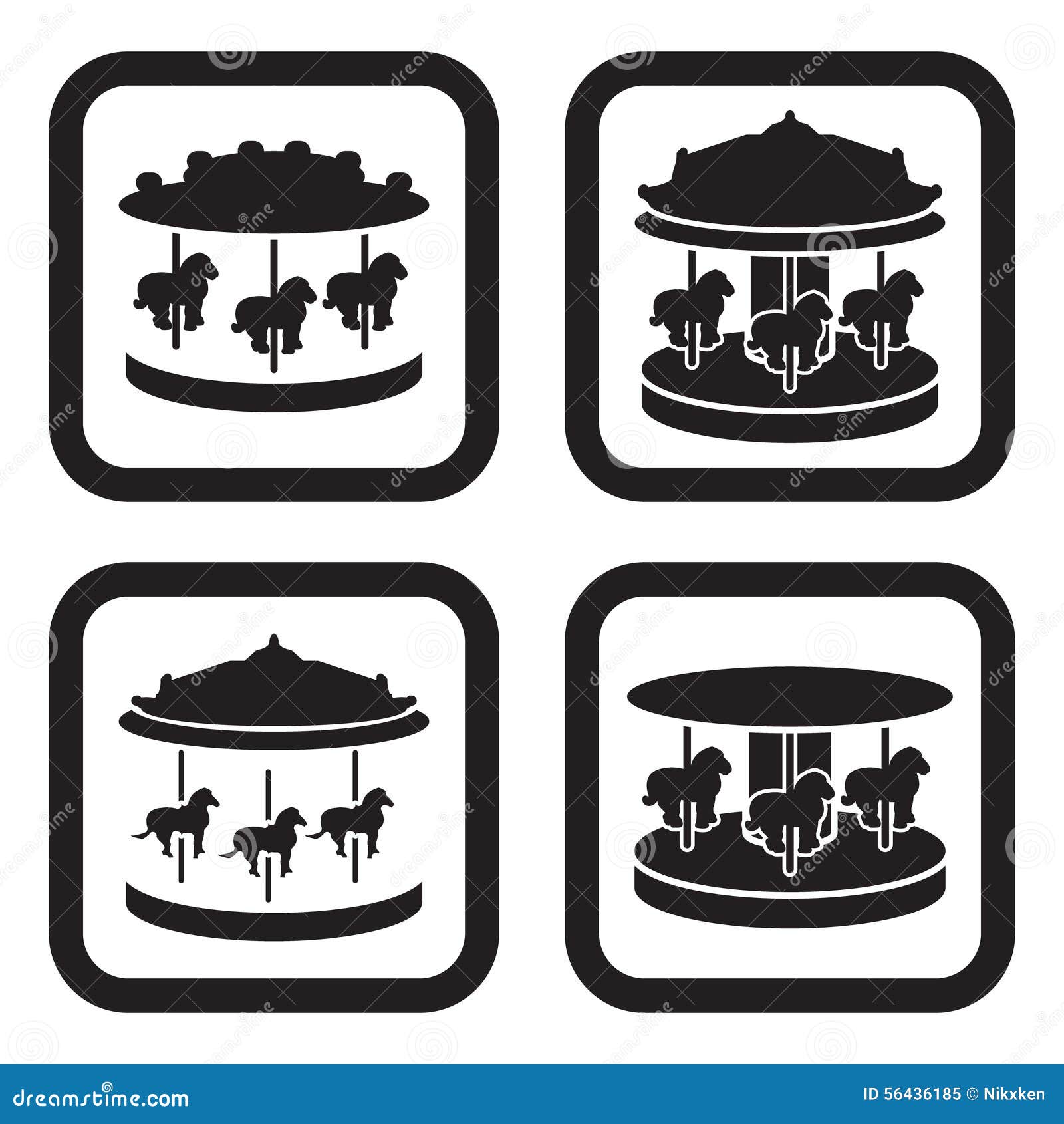 Carousel Icon in Four Variations Stock Vector - Illustration of graphic ...