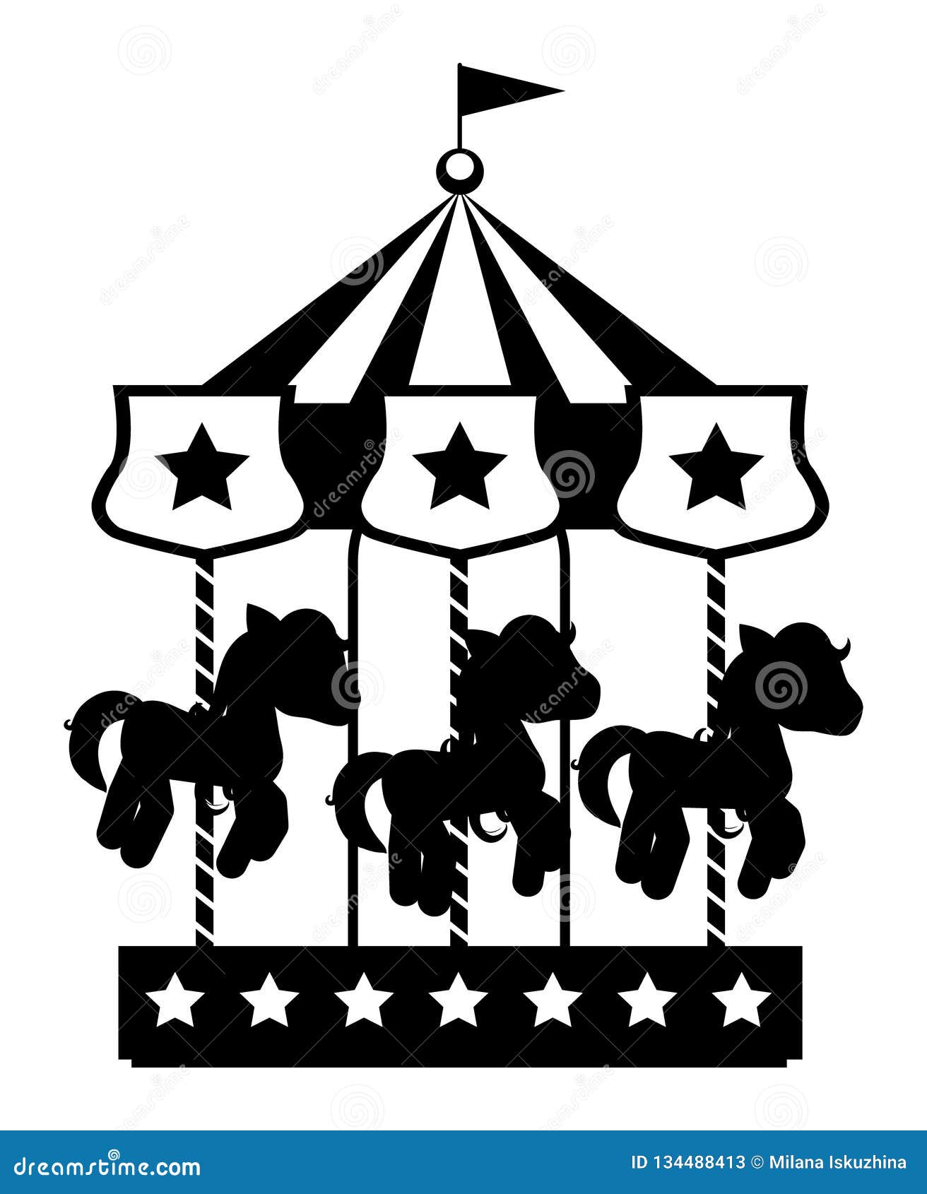 Carousel Icon with Horses Decorated Stock Vector - Illustration of ...