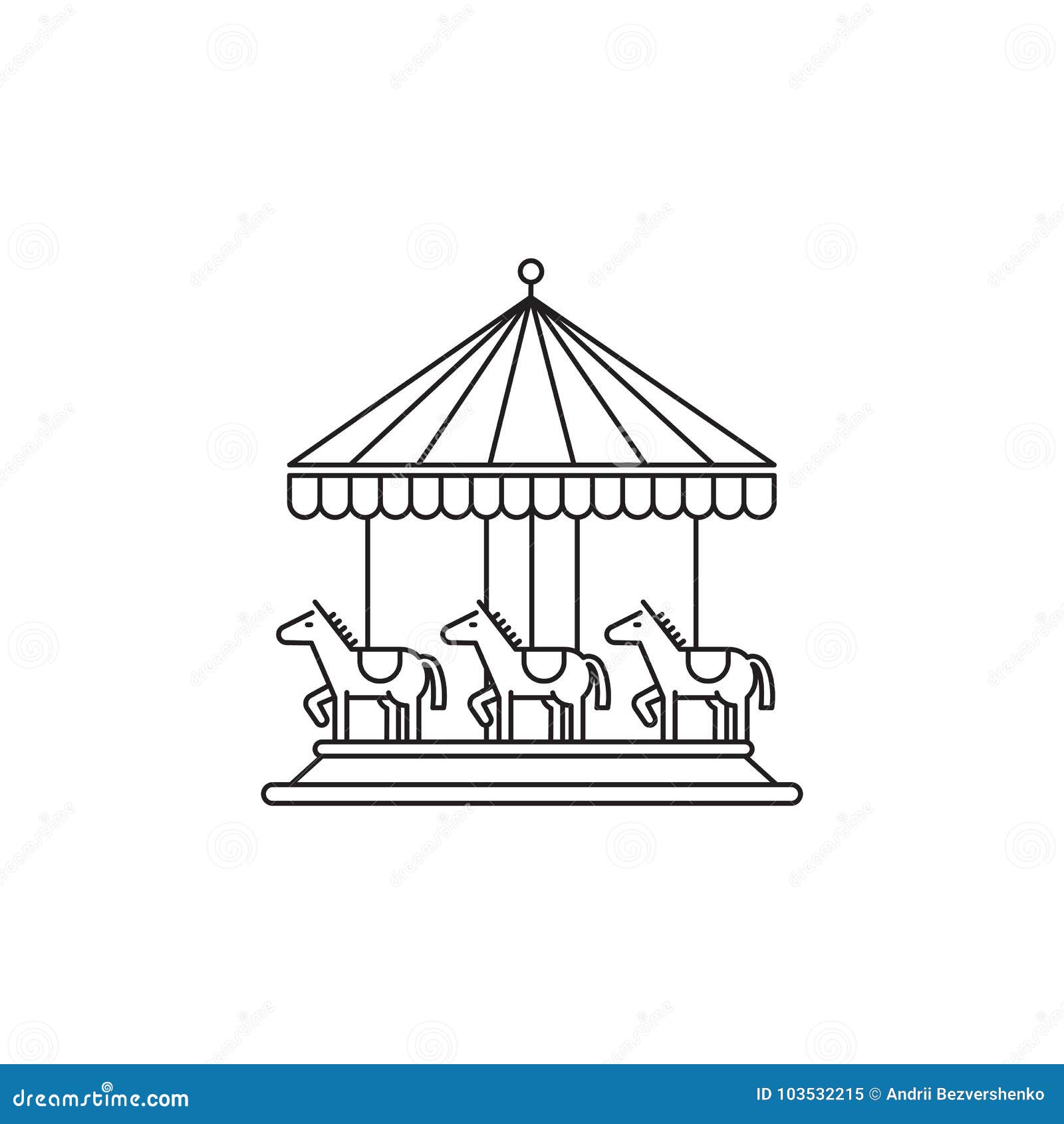 Carousel Icon Vector Linear Design Isolated On White Background. Park ...