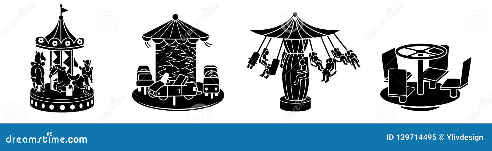 Carousel Icons Set, Simple Style Stock Vector - Illustration of ferris ...