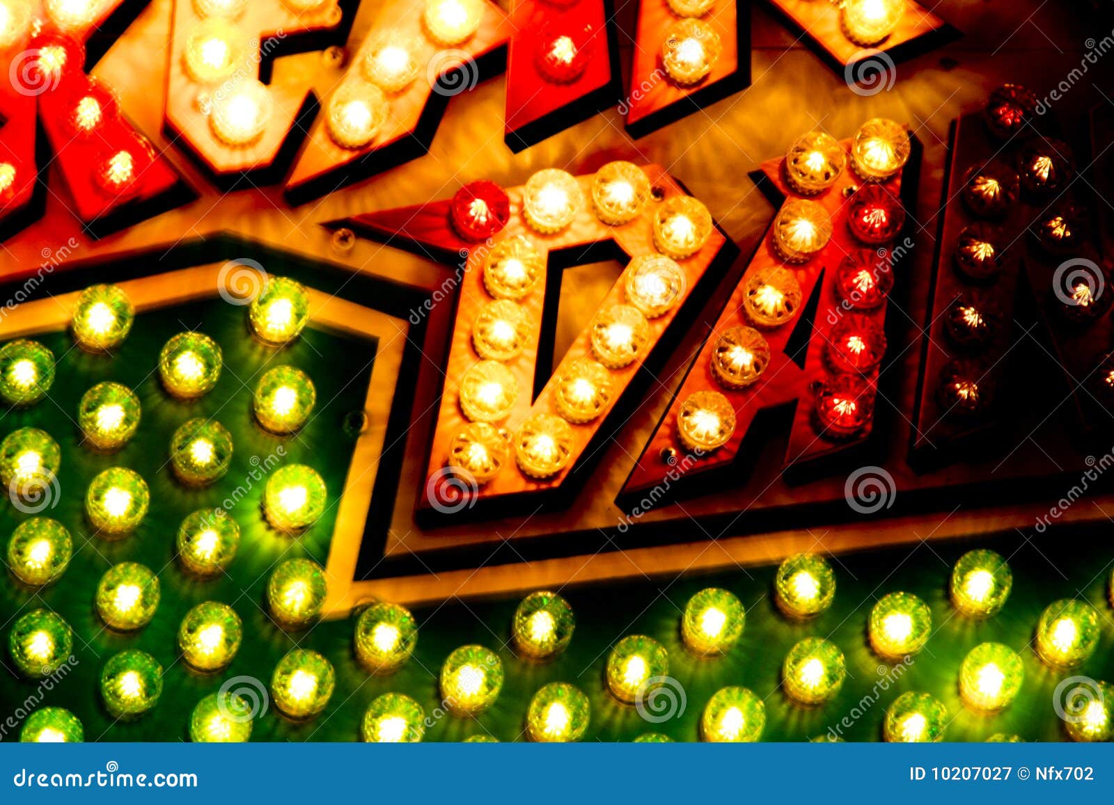 Carousel Lights Sign Closeup Stock Image - Image of green, yellow: 10207027