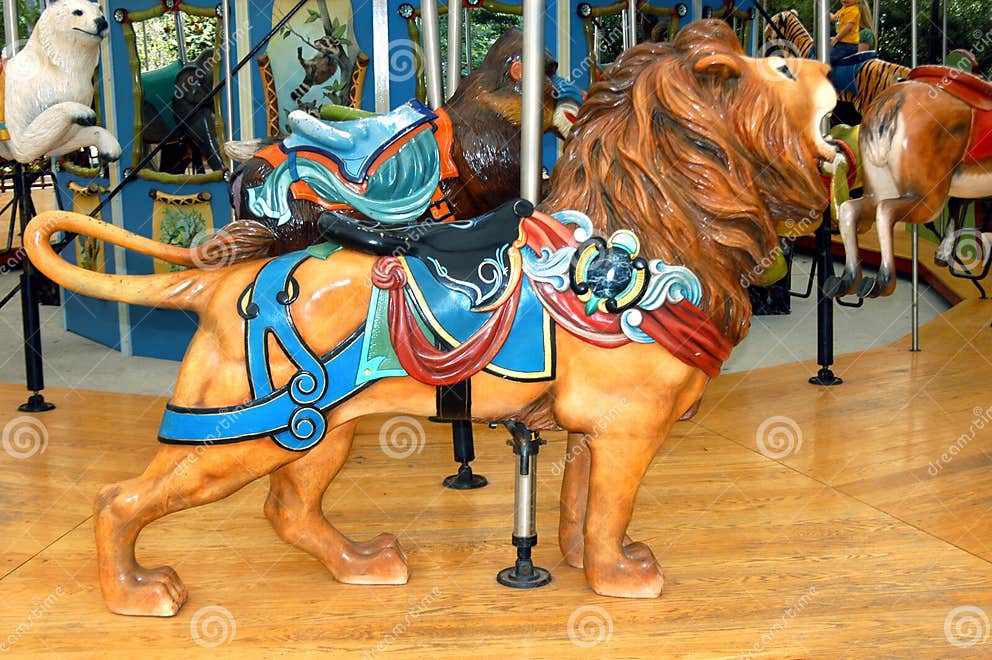 Carousel Lion stock image. Image of animal, statue, fair - 3910769