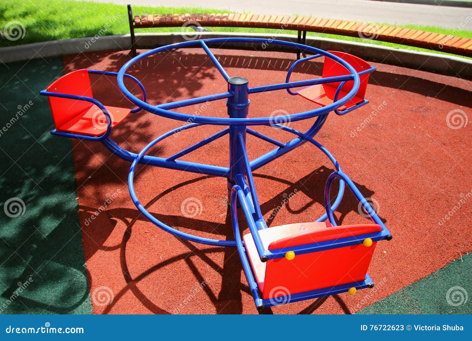 Carousel, Located on the Playground. Stock Image - Image of childhood ...