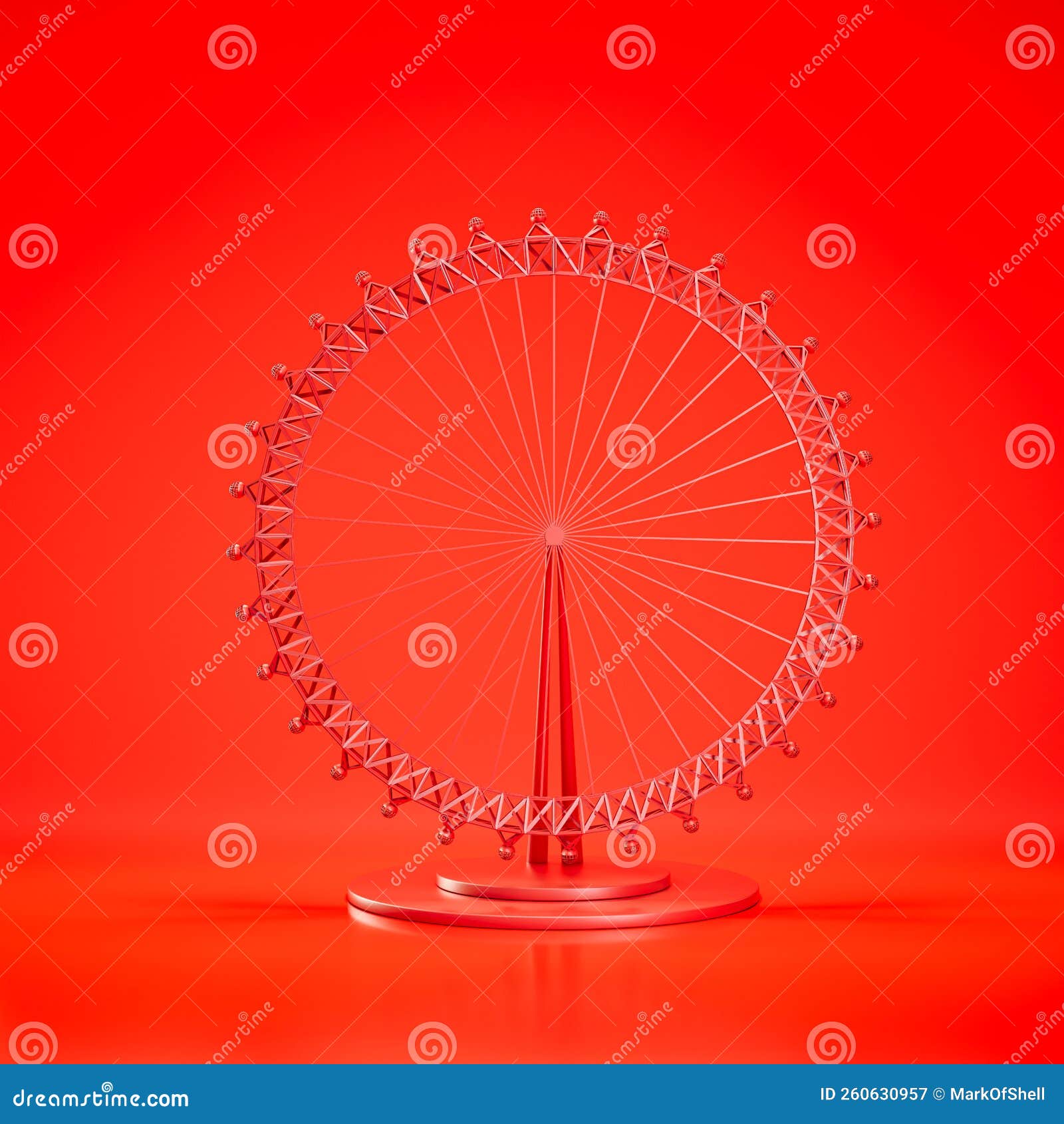 Carousel London in Red Background, Single Monochrome Red Carousel. 3d ...