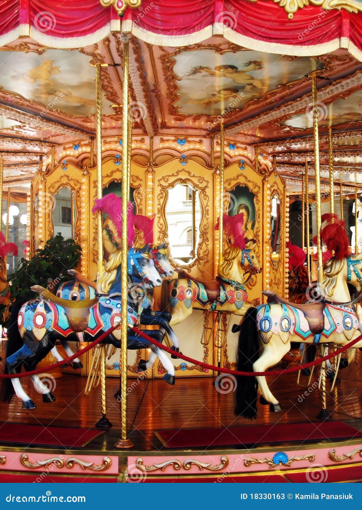Carousel merry-go-round stock image. Image of ornament - 18330163