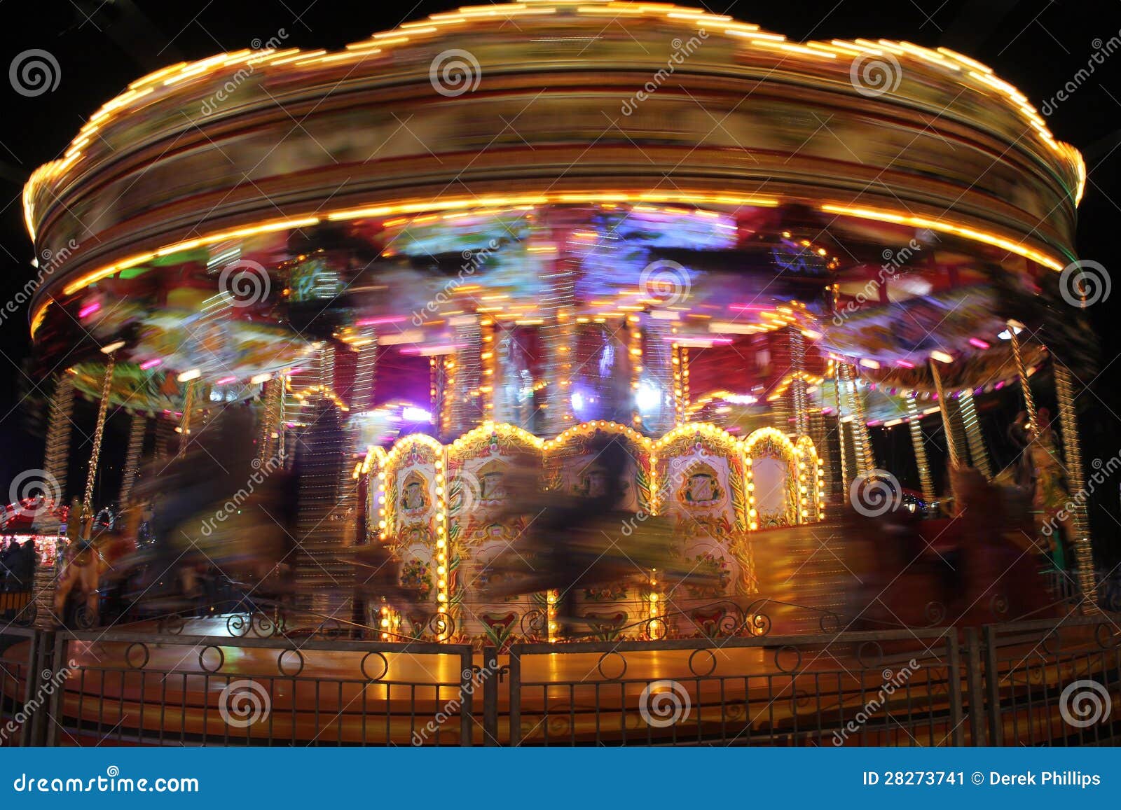 Carousel Moving at Night stock image. Image of blur, carousel - 28273741