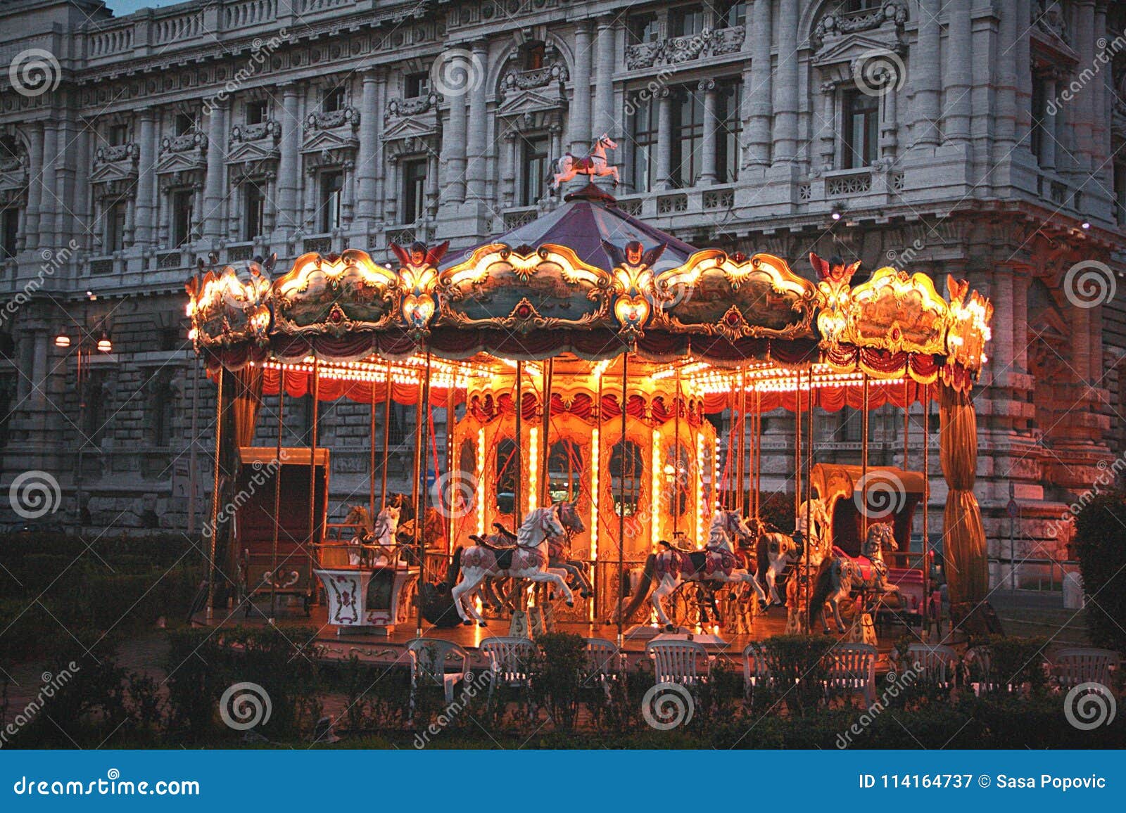 Carousel at night stock image. Image of rome, carousel - 114164737