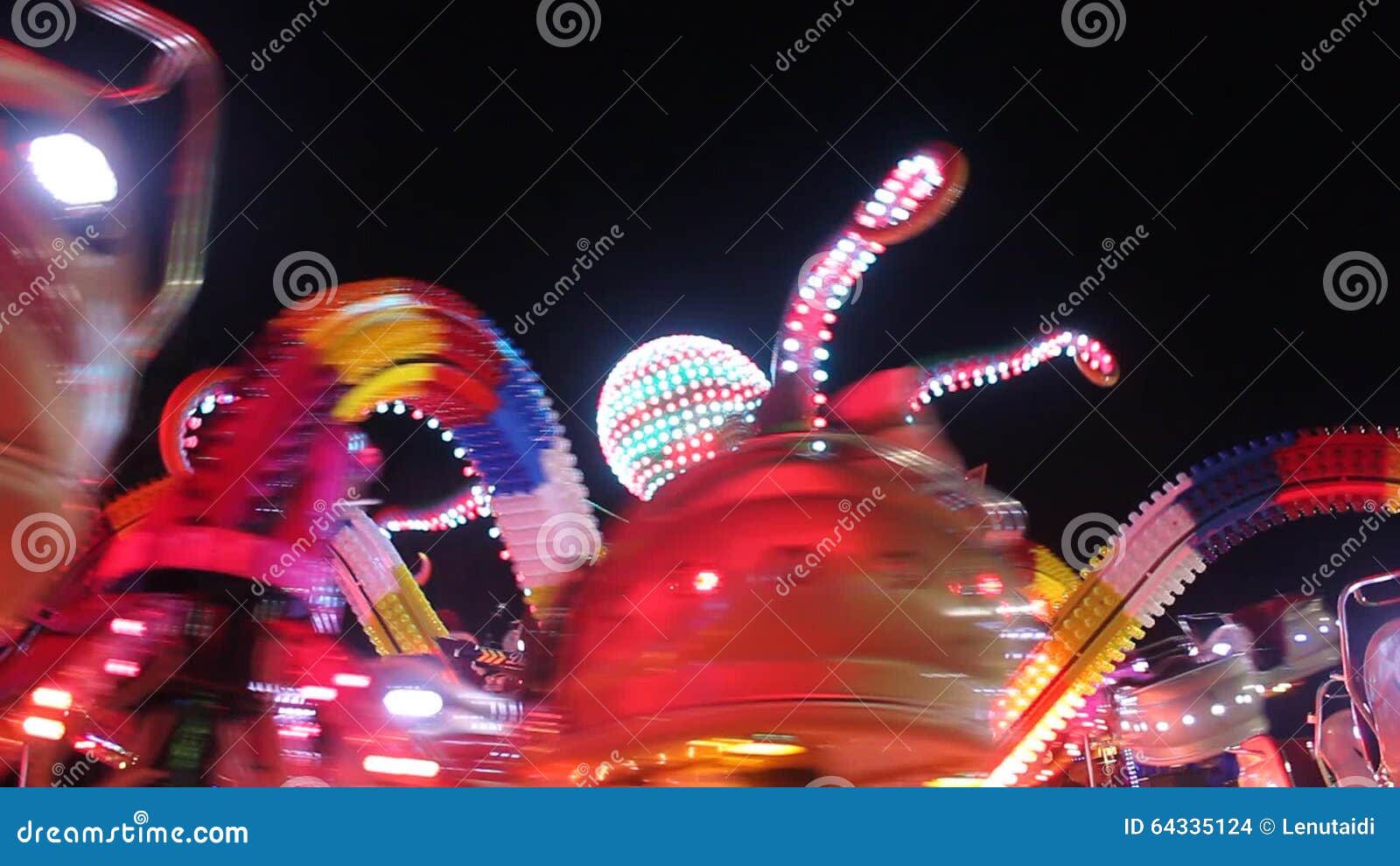 Carousel Octopus in the Night Stock Footage - Video of lighted ...