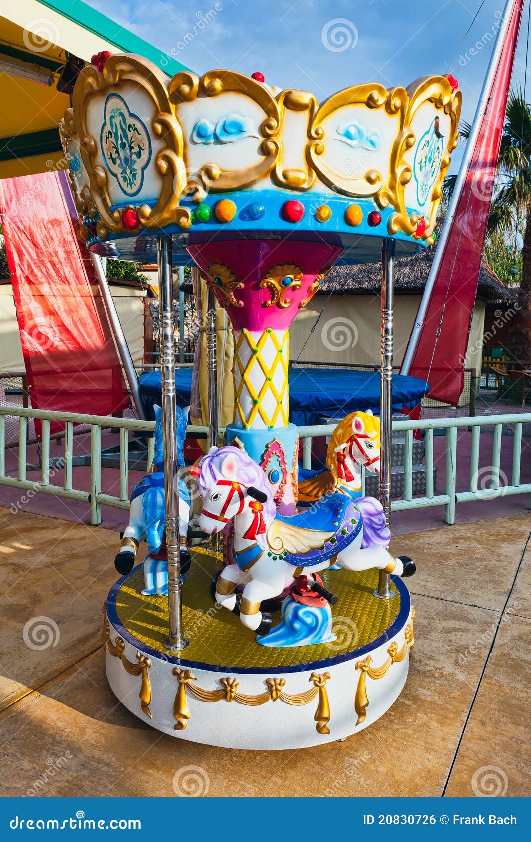 Carousel, outdoors stock photo. Image of amusement, gold - 20830726
