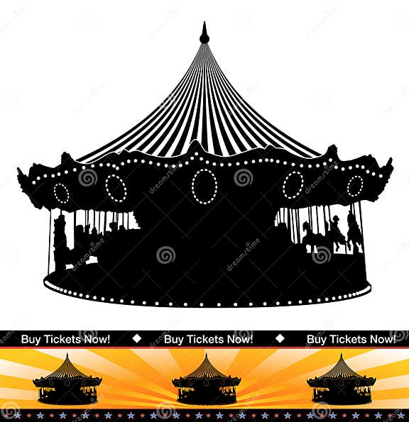 Carousel Ride Silhouette Ticket Isolated Stock Vector - Illustration of ...