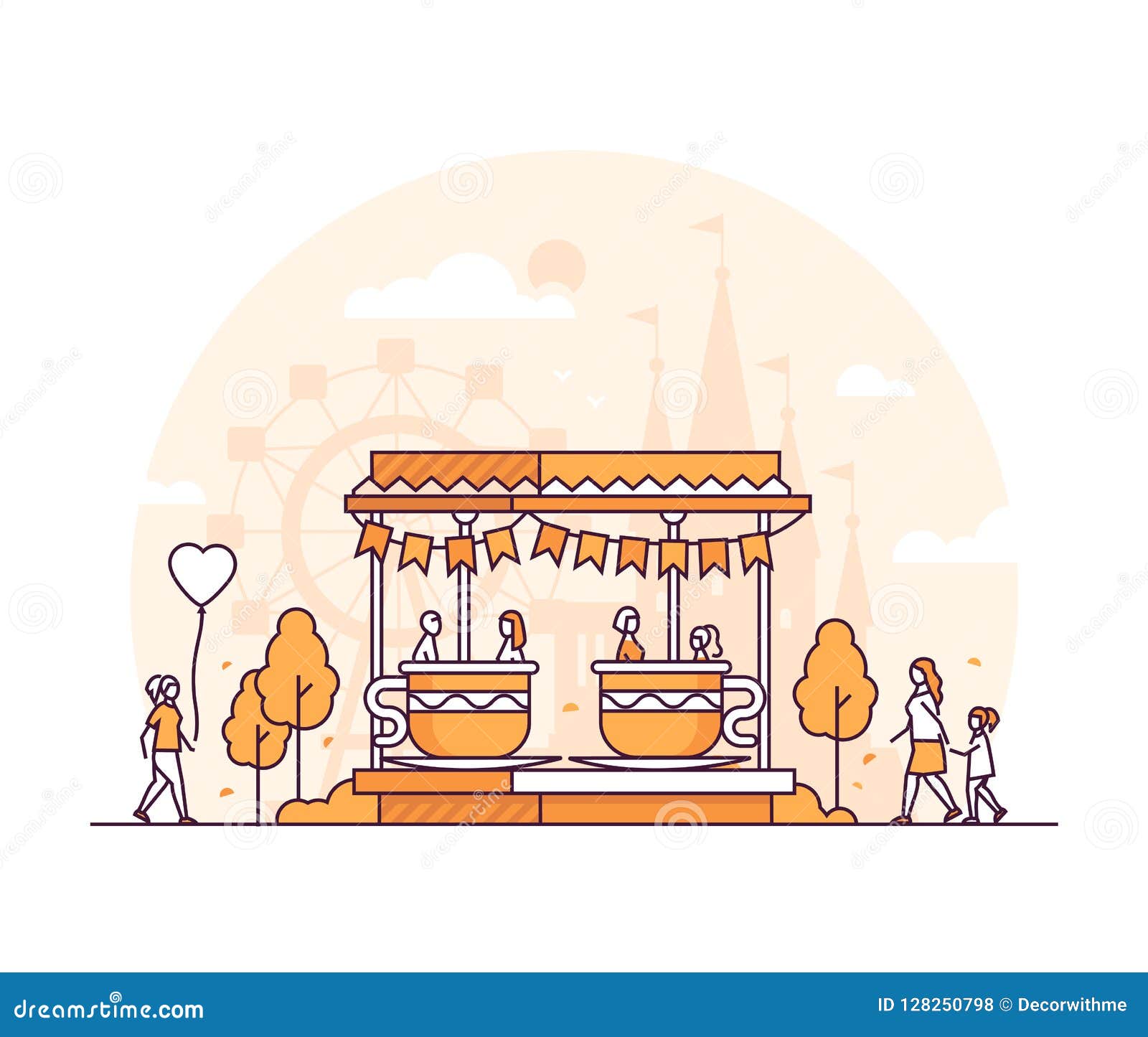 Carousel - Thin Line Design Style Vector Illustration Stock Vector ...