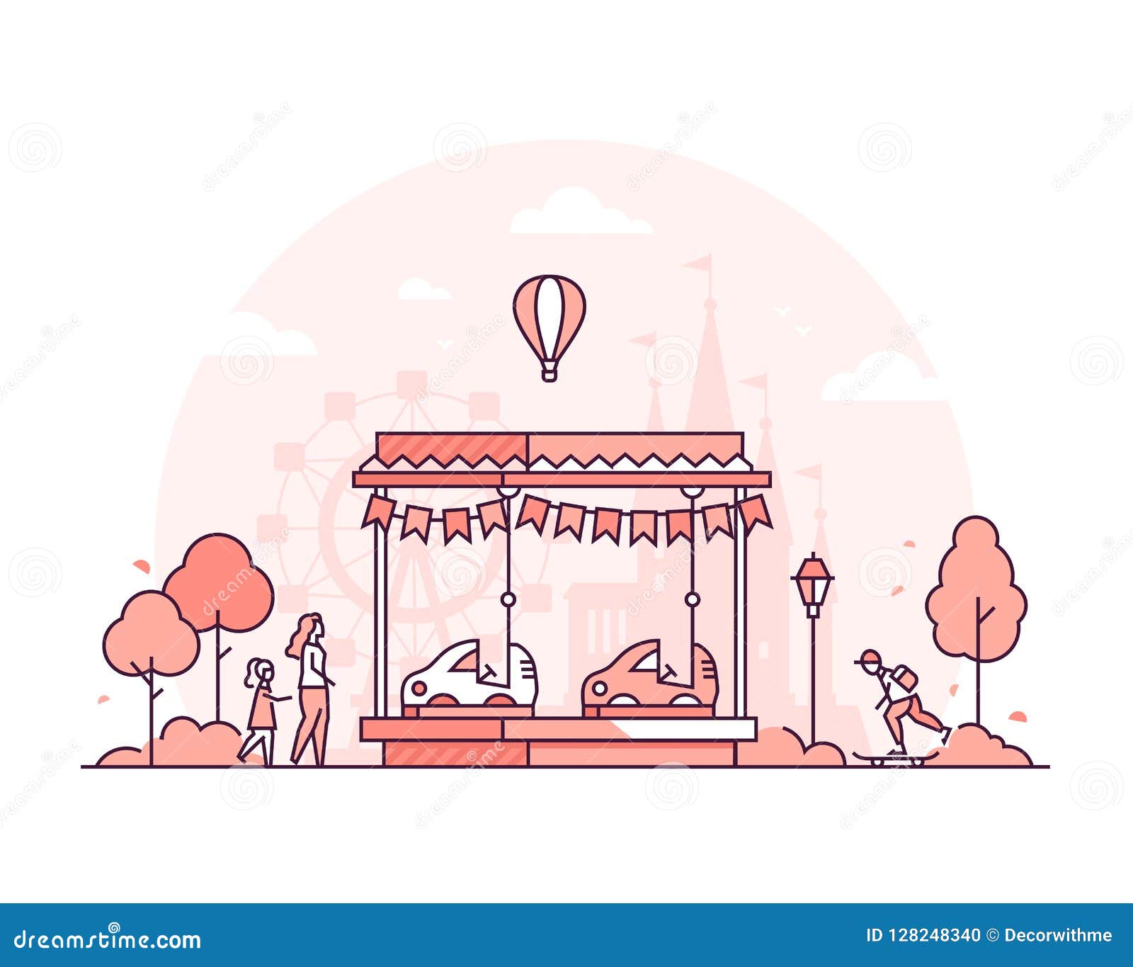 Carousel - Thin Line Design Style Vector Illustration Stock Vector ...