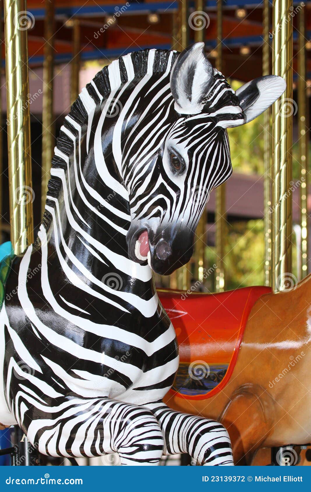 Carousel Zebra stock photo. Image of amusement, play - 23139372