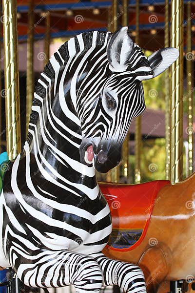 Carousel Zebra stock photo. Image of amusement, play - 23139372