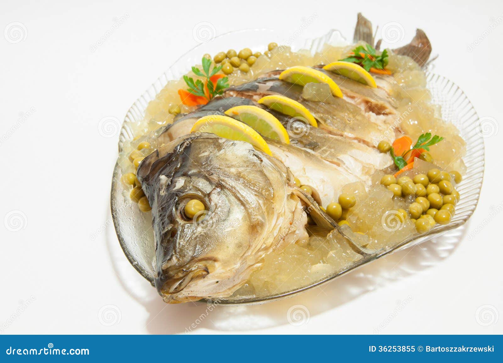 Carp in aspic stock image. Image of party, plate, lemon - 36253855