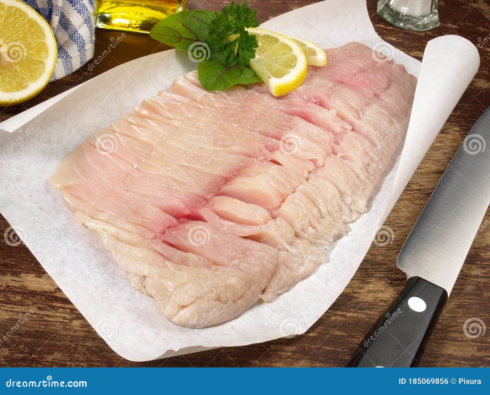 Seafood - Carp Fillet with Knife Stock Photo - Image of protein, salad ...