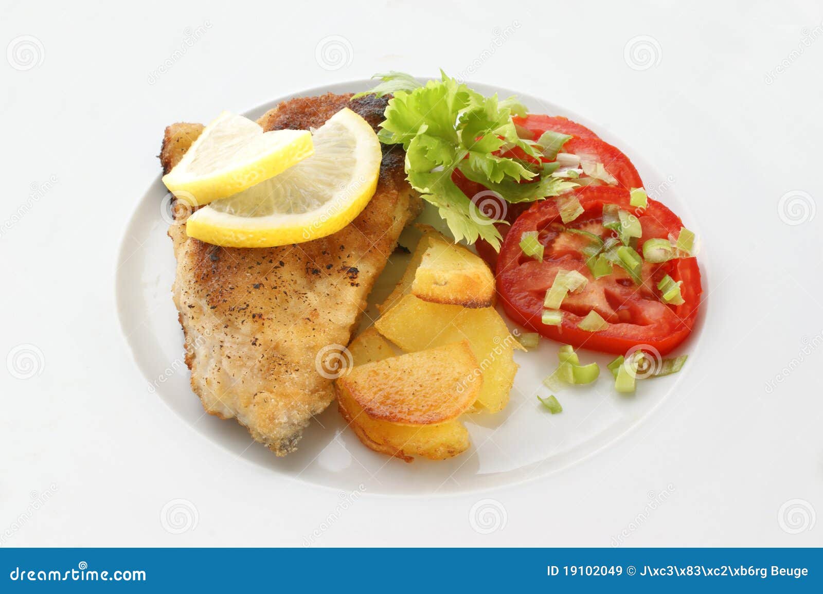 Carp Fillet on Roasted Potatoes Stock Image - Image of dish, lemon ...