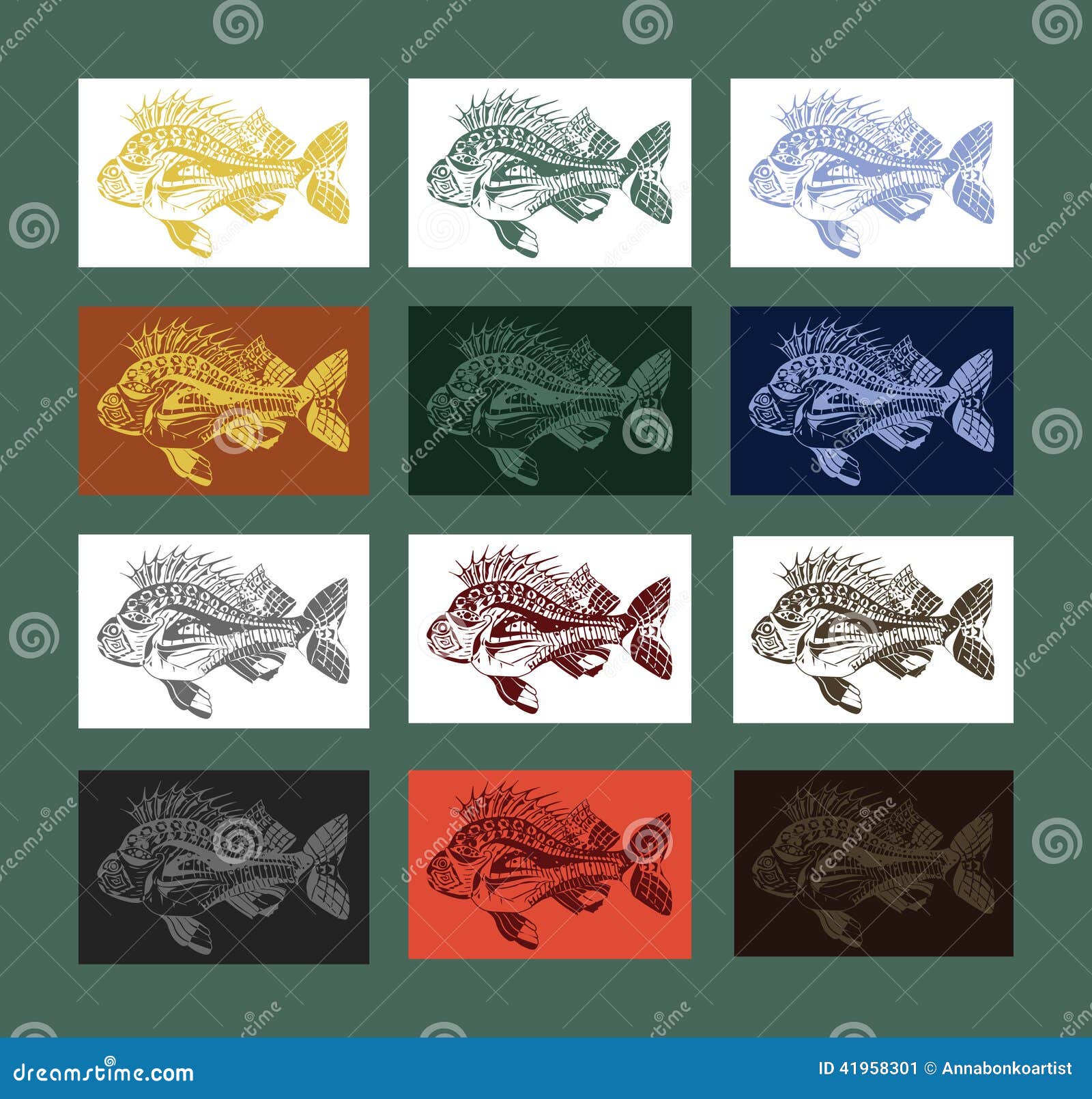 Carp Fish Collection Colored Stock Vector - Illustration of graphic ...