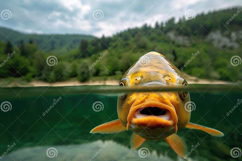 Carp Fish Under the Waters Surface. Ai Generative Stock Photo - Image ...