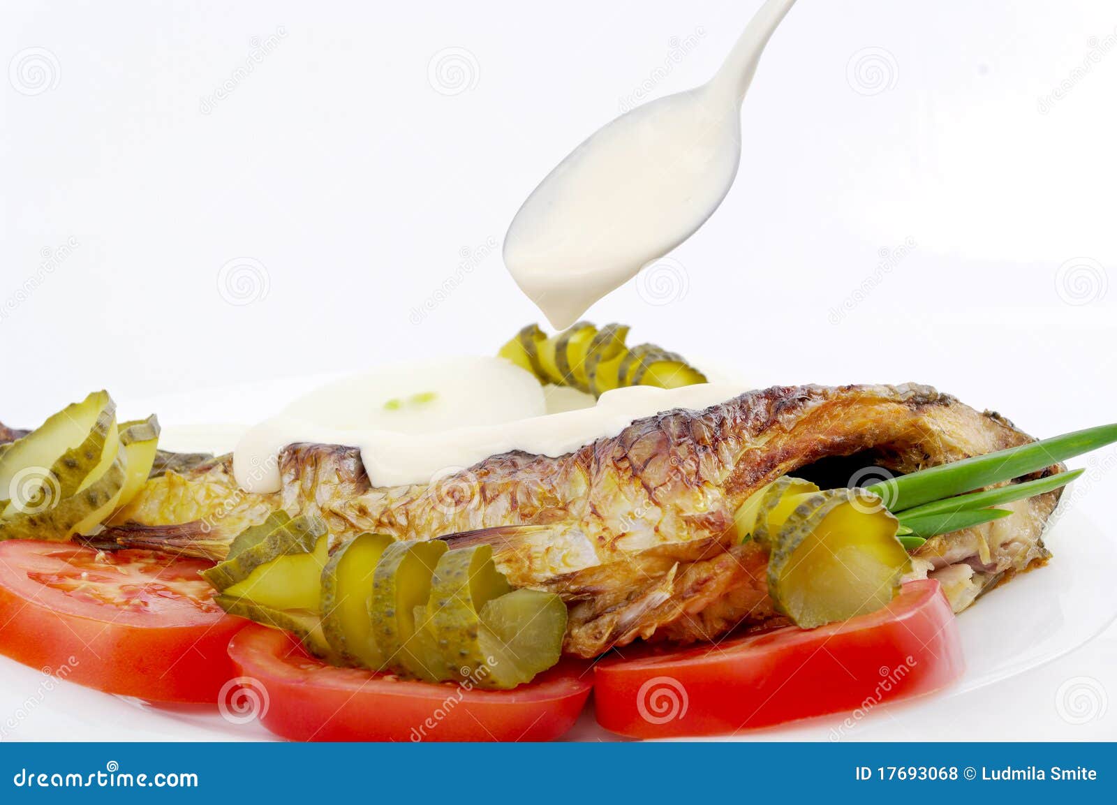 Carp on the plate. stock photo. Image of hungry, grill - 17693068