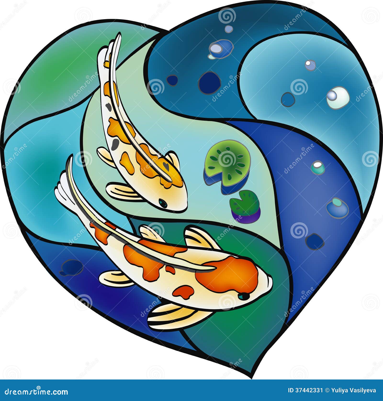 Carp Pond in the Shape of Heart Stock Vector - Illustration of ...