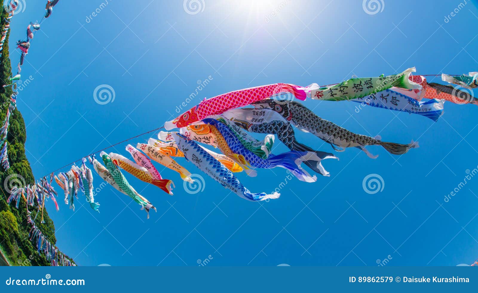 Carp Streamer Above the River Stock Image - Image of blue, freedom ...