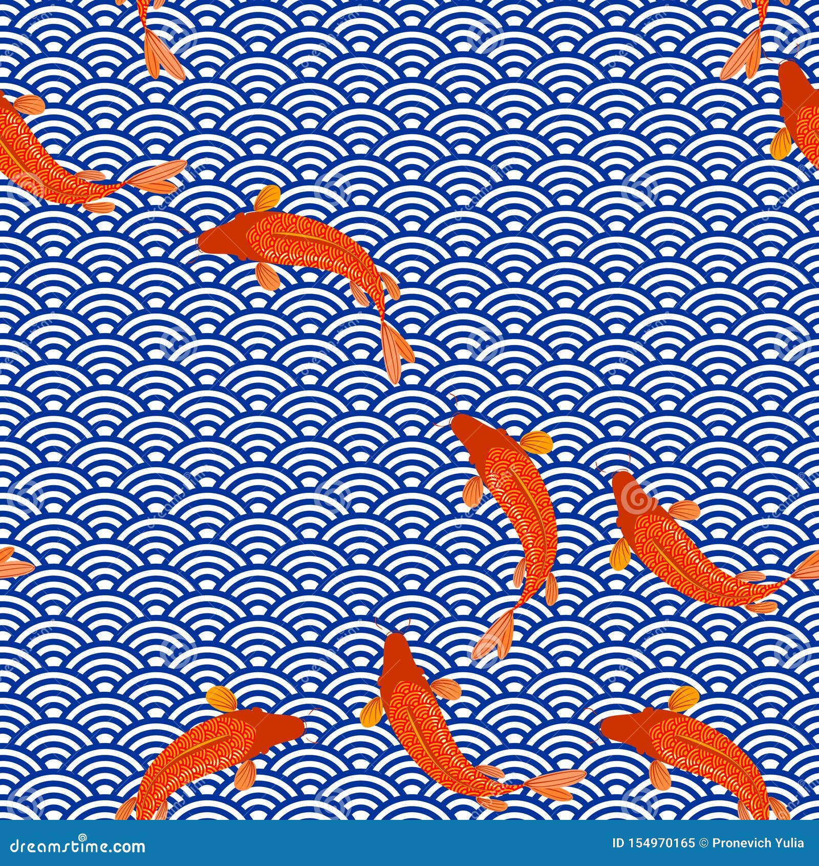 Carp. Traditional Eastern Seamless Pattern.Japanese Pattern. Waves ...