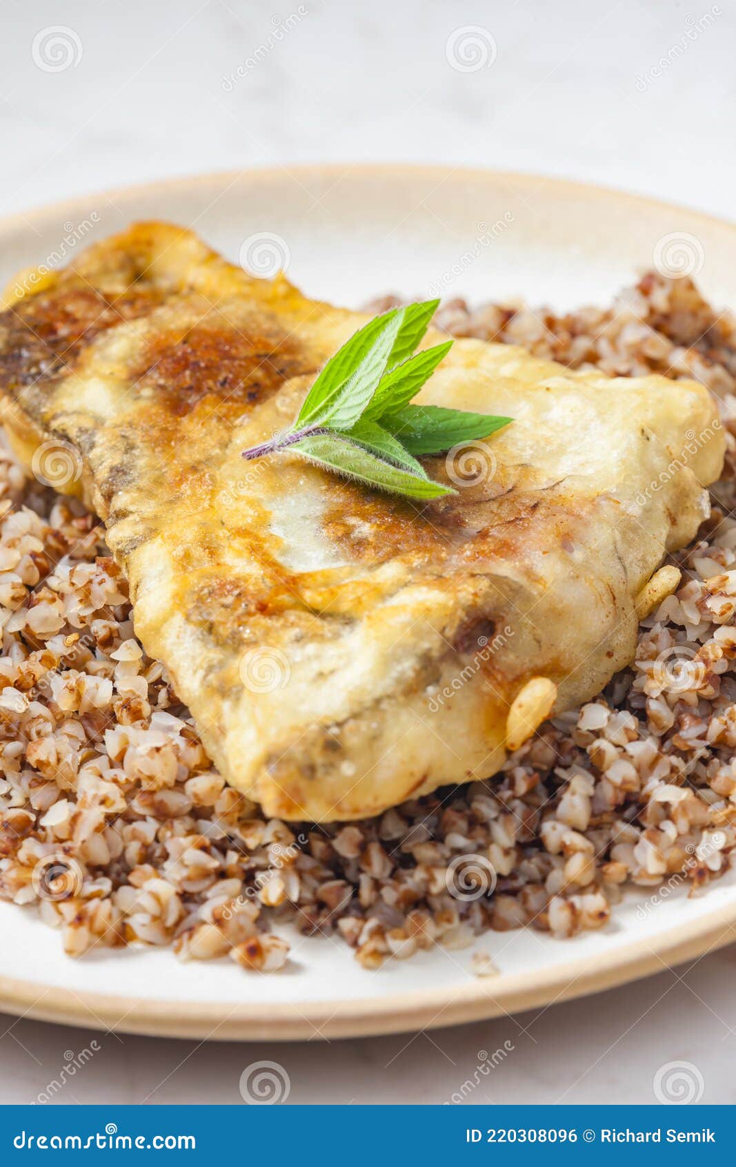 Carpa Frita Con Bulgur Y Menta Foto de archivo - Imagen de sano ...