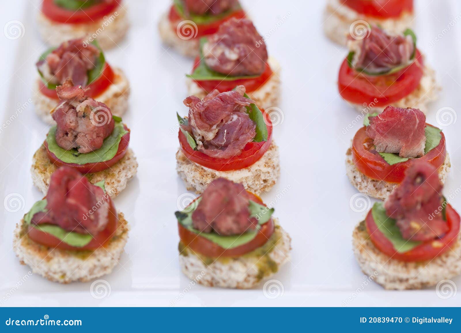 Carpaccio Canapes stock photo. Image of symmetry, pesto - 20839470