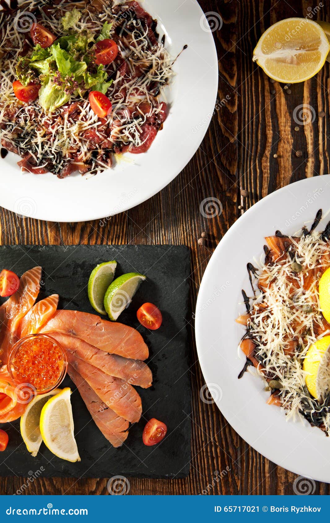 Carpaccio and Cured Fish stock image. Image of dinner - 65717021