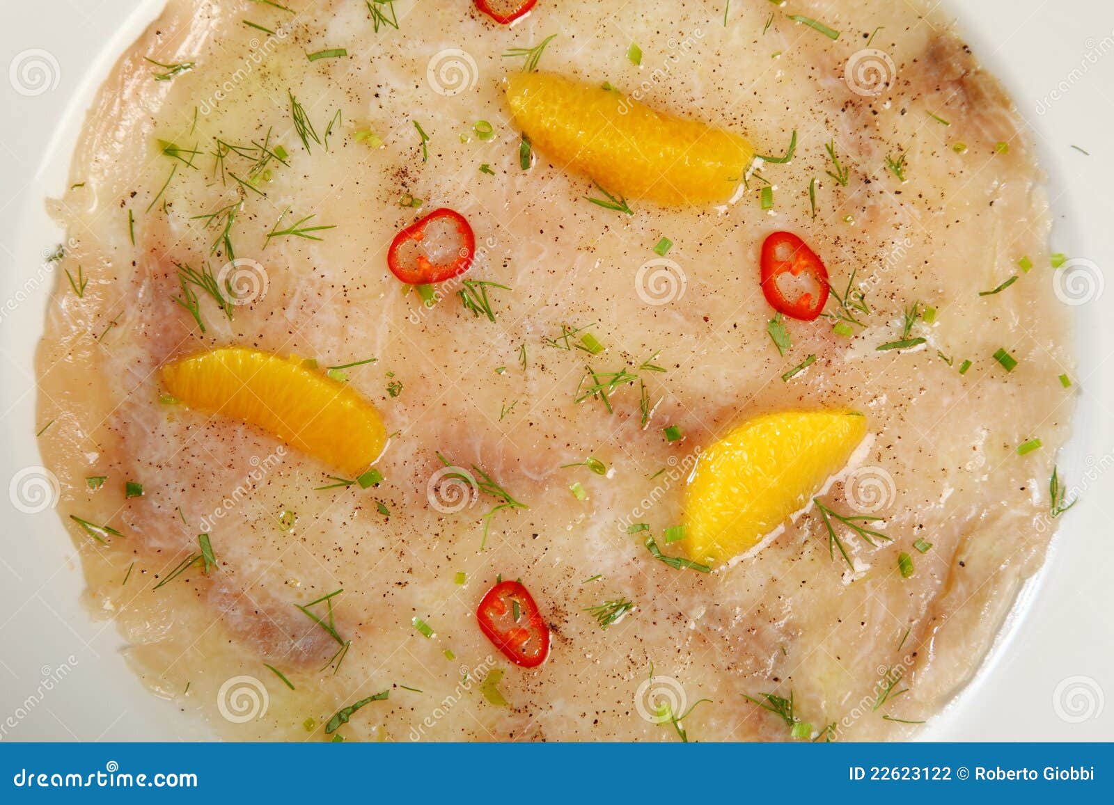 Carpaccio of fish stock photo. Image of cuisine, orange - 22623122