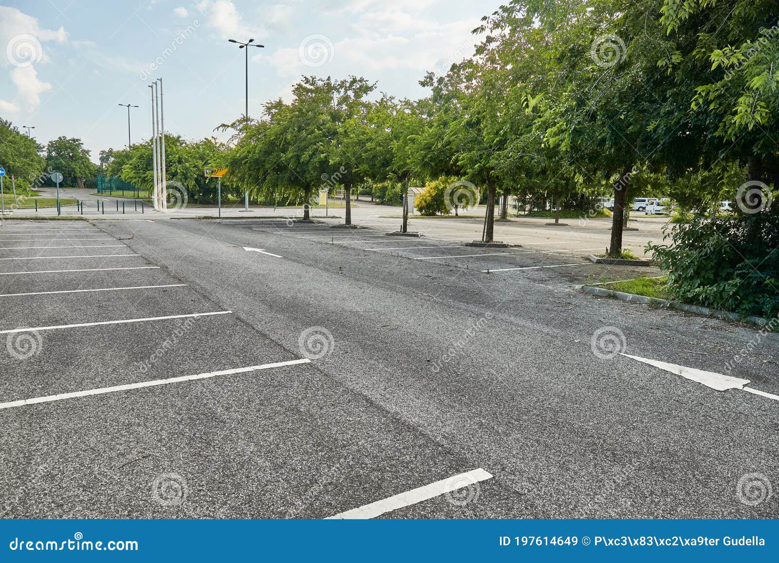 Carpark with empty spots stock image. Image of sign - 197614649