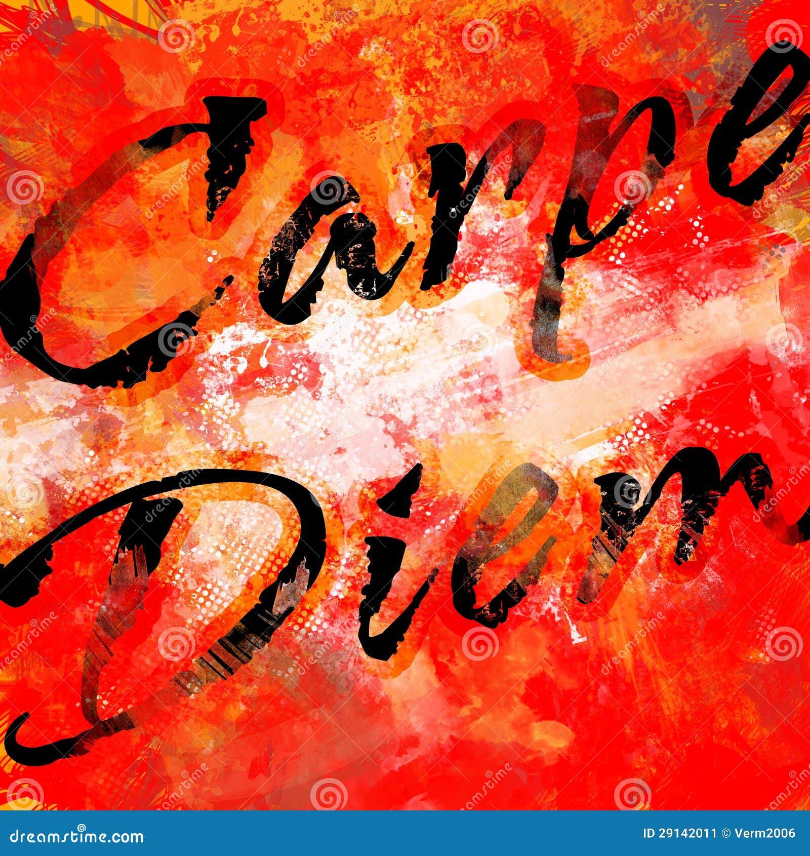 Carpe Diem - Poster With Handdrawn Lettering. Cartoon Vector ...