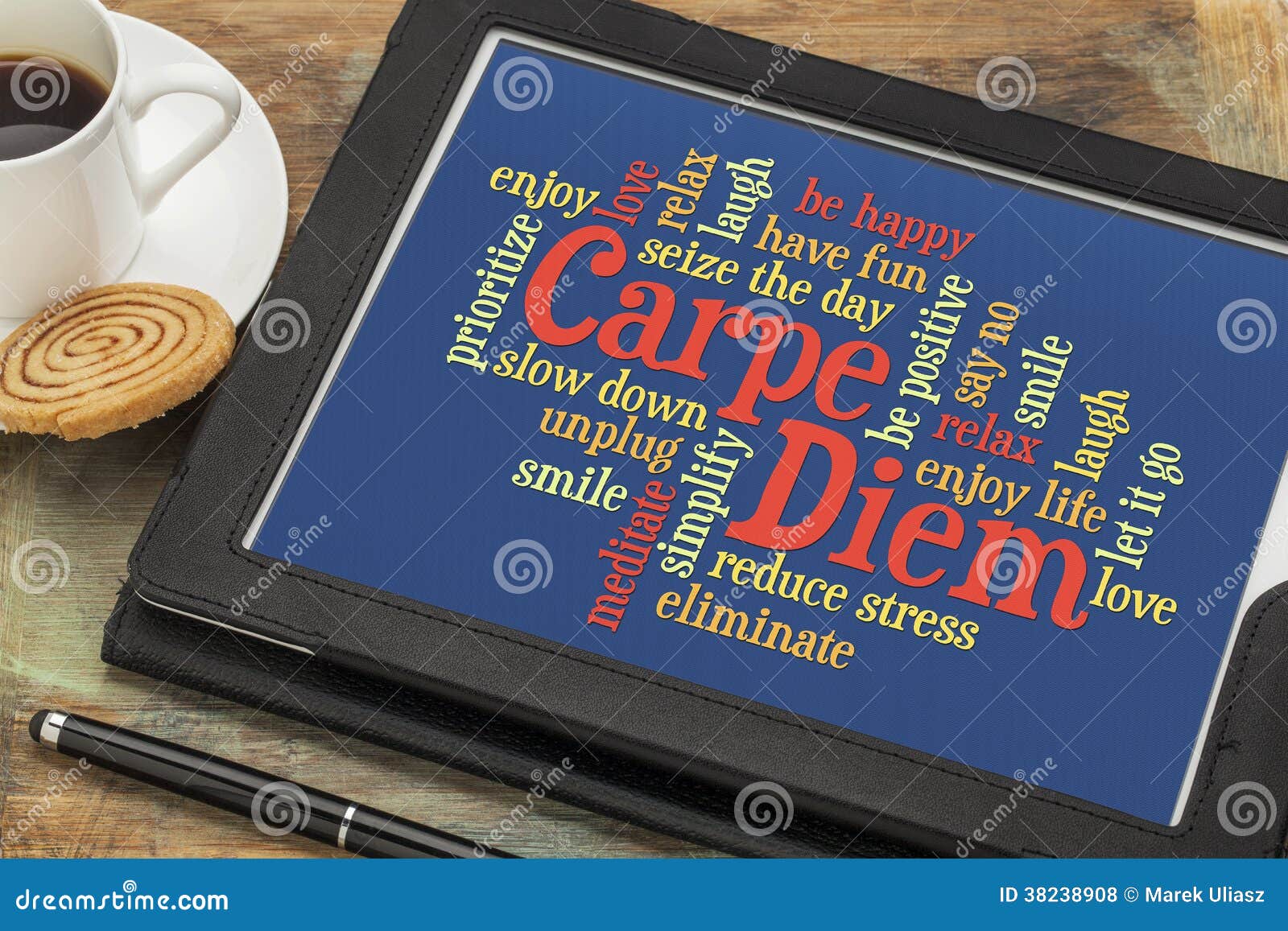 Carpe DIem and Positivity Word Cloud Stock Photo - Image of happy ...